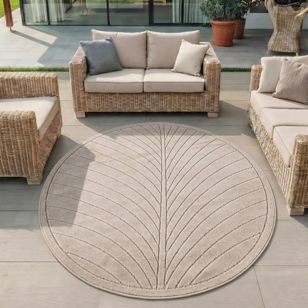 Béžový kulatý vnitřní a venkovní koberec ø 80 cm Nova 1204 – Ayyildiz Carpets