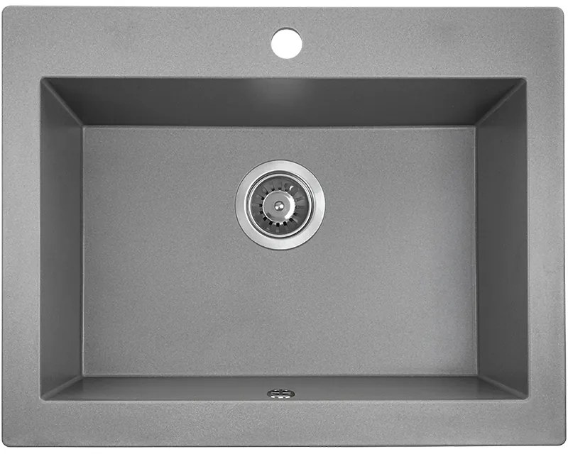 Laveo Komodo, 1-komorový granitový dřez 586x490x221 mm, šedá, LAV-SBK_510A
