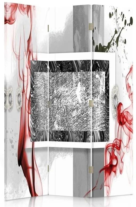 Ozdobný paraván Abstrakce Béžová červená - 110x170 cm, třídílný, klasický paraván