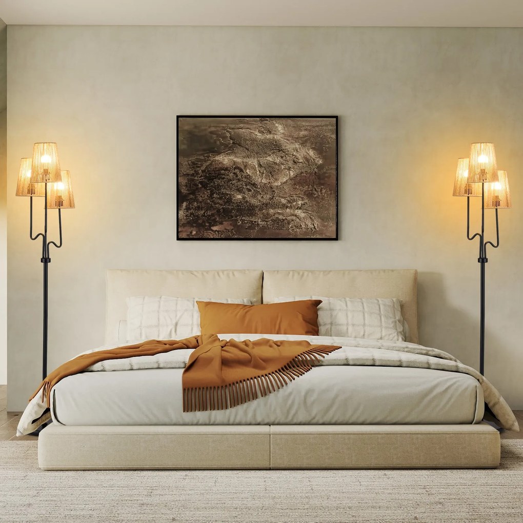 Costway Stojací lampa 175 cm 3 Stojací lampa s plamenem s kovovou základnou