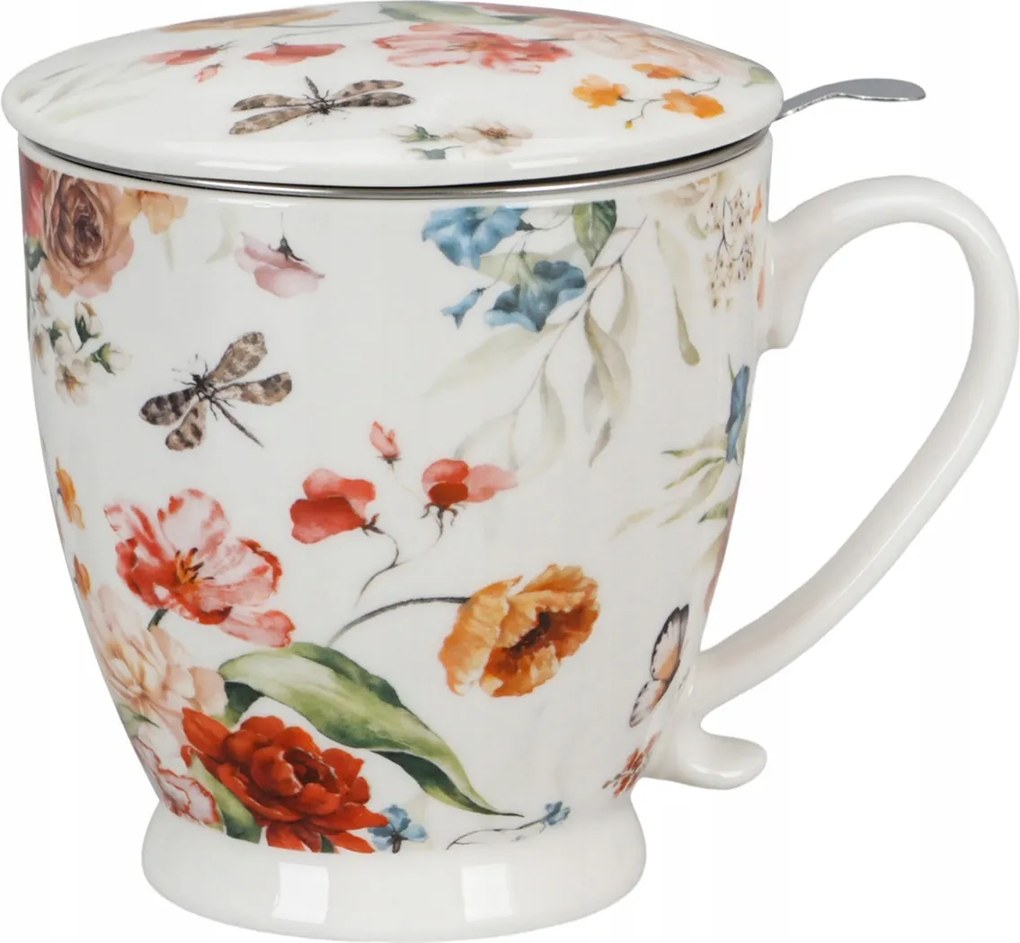 Porcelánový hrnek Rebecca 510 ml se sítkem bílý/vícebarevný