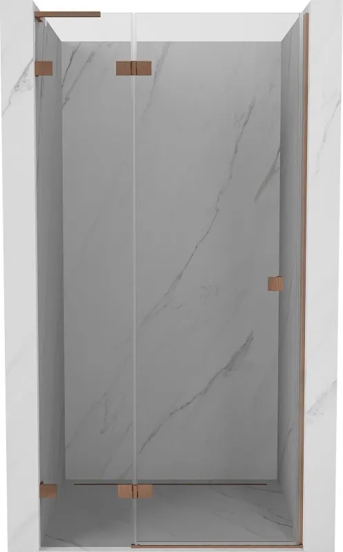 Mexen Lunar L, Otočné levé sprchové dveře 70 cm, 8mm čiré sklo, měděný matný profil, 834L-070-000-65-00-L