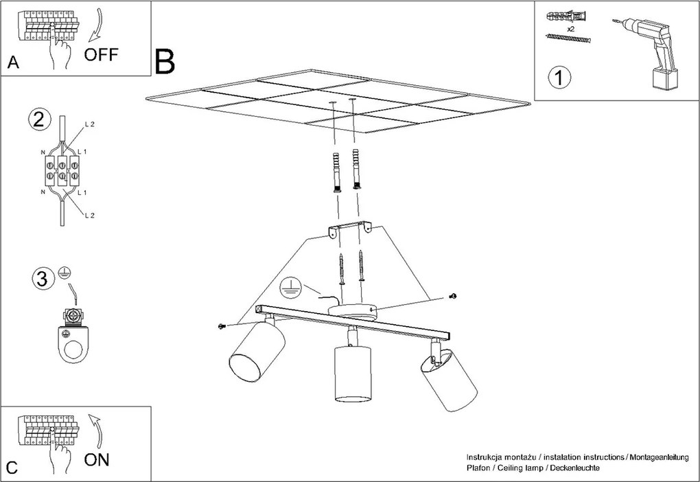 Sollux Lighting Stropní svítidlo LEMMI 3 bílé