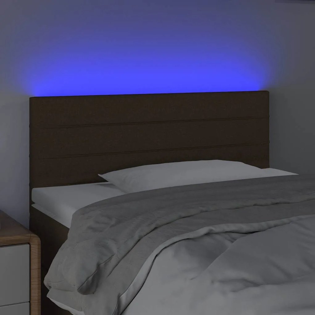 Čelo postele s LED tmavě hnědé 80 x 5 x 78/88 cm textil 3121729