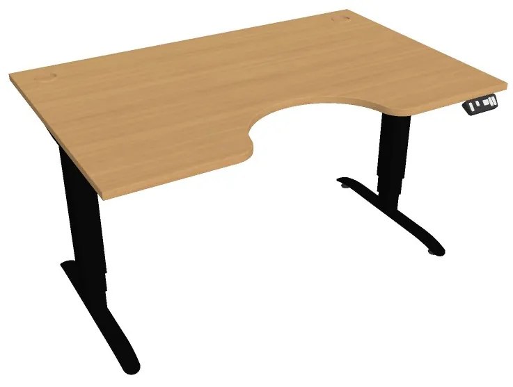 Hobis Motion Elektr. nastavitelný stůl 140x90 s pamětí - HOBIS ERGO MOTION MSE 3M 1400 Dekor stolové desky: buk, Barva kovové podnože: černá