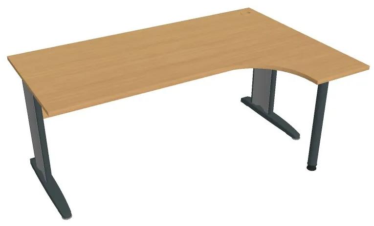 Stůl ergo oblouk levý 180×120/80 cm - Hobis Cross CE 1800 L Dekor stolové desky: buk, Dekor lamino podnože: buk, Barva nohou: černá