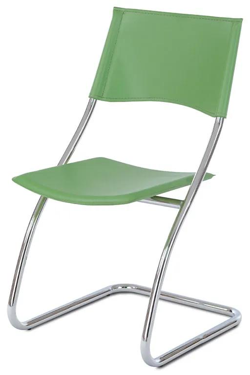 Jídelní židle B161 GRN koženka zelená, chrom