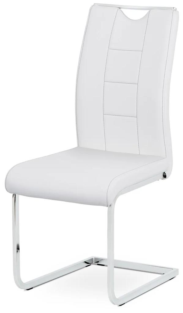AUTRONIC Jídelní židle bílá koženka / chrom