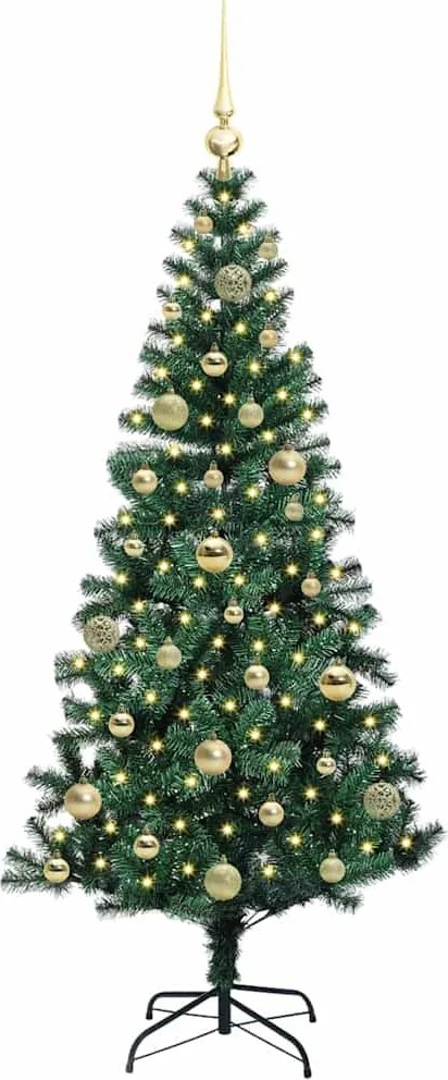 Umělý osvětlený vánoční stromeček Zelená 150 cm PVC a kov 3396753