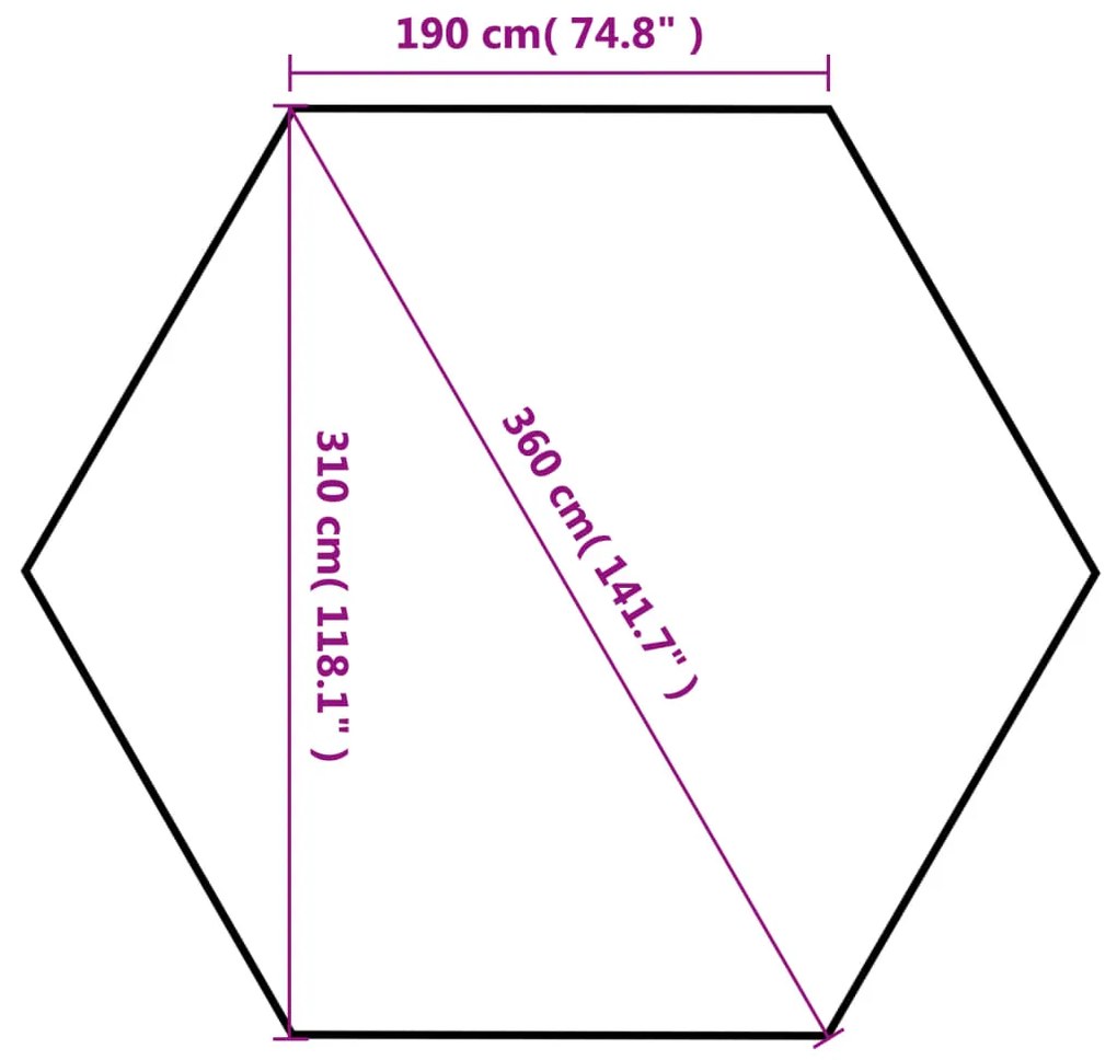 Šestiúhelníkový party stan s 6 stěnami šedý 3,6 x 3,1 m - Default Title