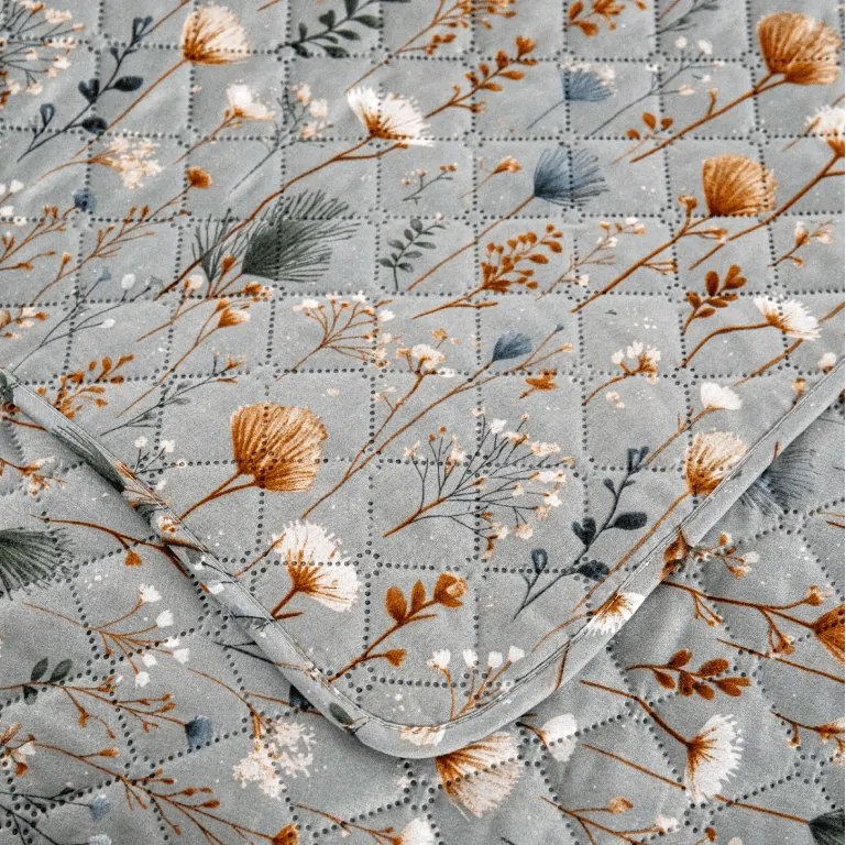 Přehoz na postel BOTANIC FIELD, šedý Rozměr: 220 x 240 cm
