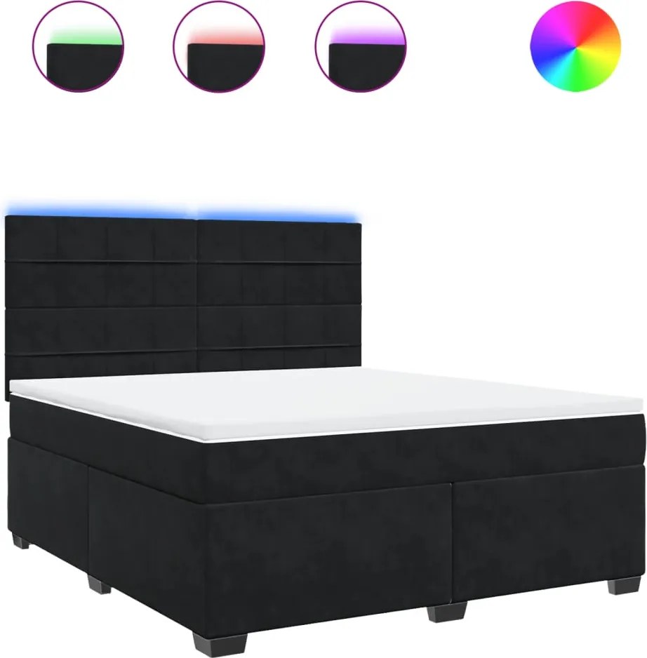 Box spring postel s matrací černá 180x200 cm samet 3293280