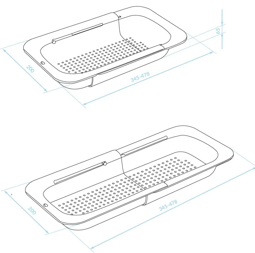 Kuchinox Kuchinox, výsuvný odkapávač na dřez 34,5-47,8 x 20 x 6,5 cm, šedá, LAV-EKO_800A