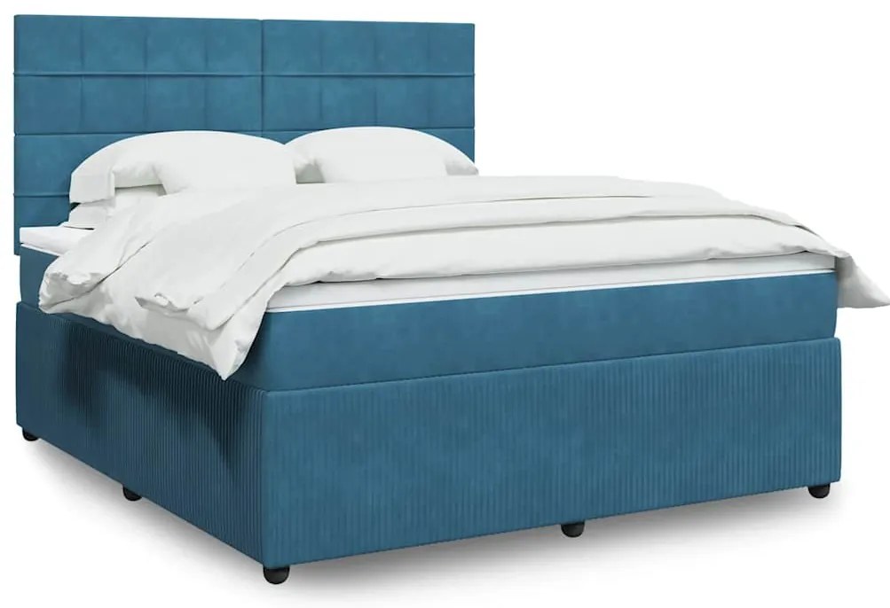 Box spring postel s matrací tmavě modrá 180x200 cm samet 3292410