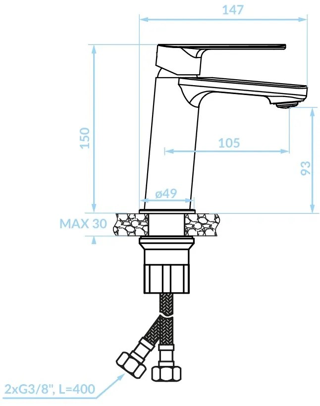 Kuchinox Gava, umyvadlová baterie h-150, chromová, LAV-BQG_022D