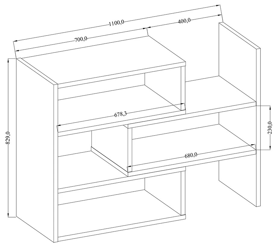 Regál KAROL 03 | nastavitelná šířka 72,5-125 cm x 83 cm | artisan | lamino o síle 22 mm