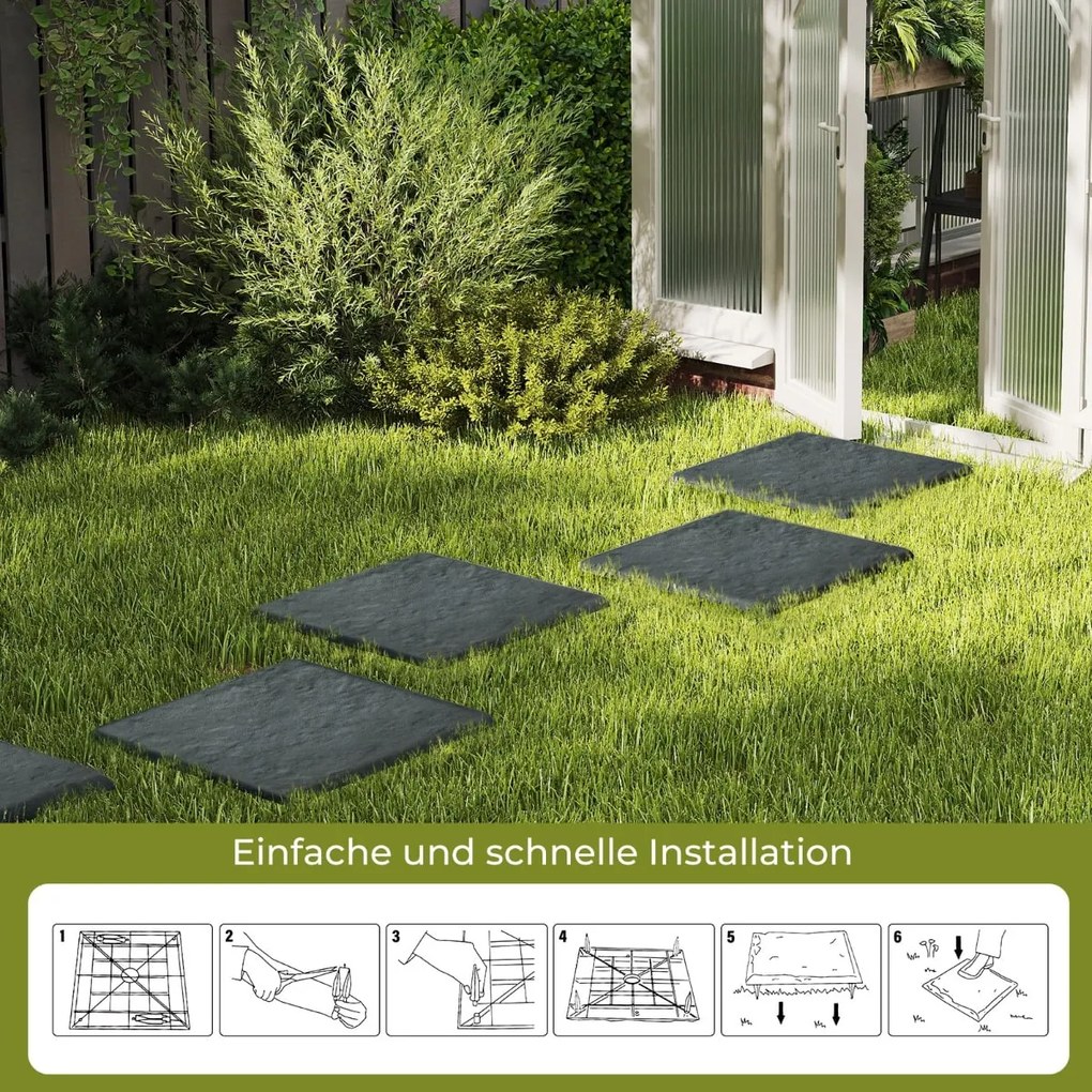 Costway Sada 16 nášlapných kamenů pro zahradní dlažební desky z – 39,5 × 39,5 cm