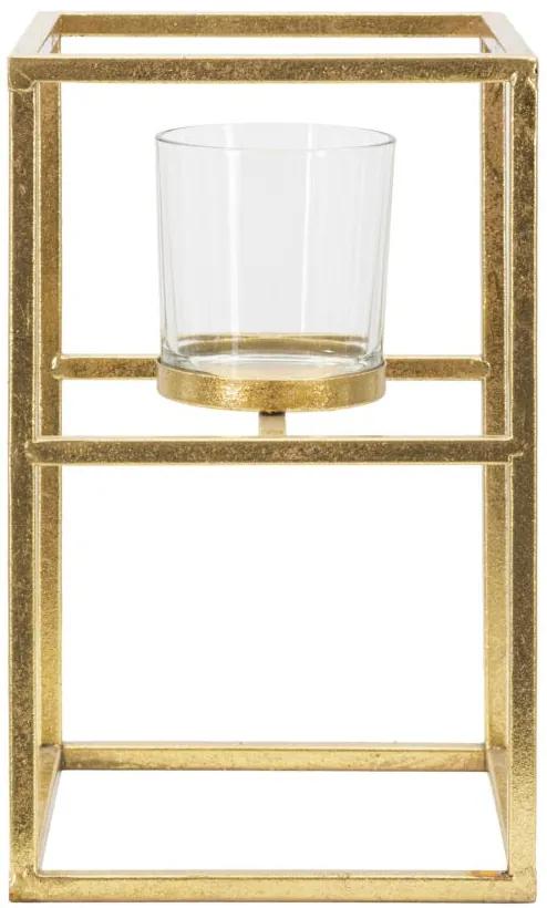 Zlatý stojan na svíčku Mauro Ferretti Poda, 15x15x25 cm