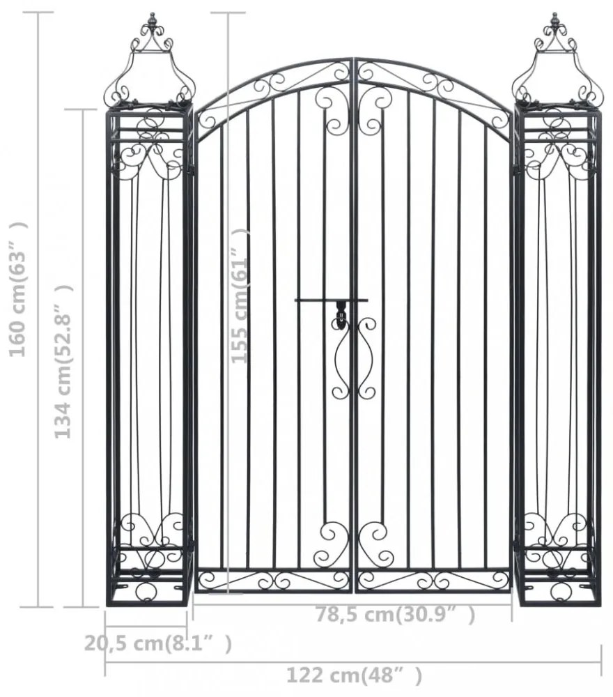 Okrasná zahradní brána kov Dekorhome