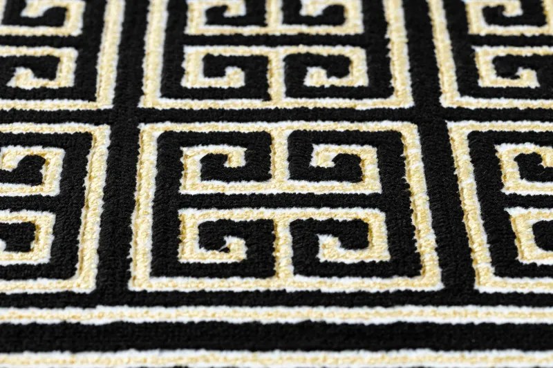 Dywany Łuszczów, Běhoun Gloss 6776 86 greek black/gold, 60x300, žlutá, kancelář
