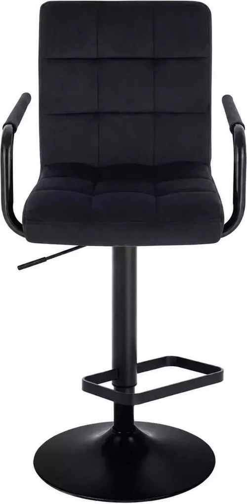 LuxuryForm DESIGN Barová židle VERONA BLACK VELUR na černé kulaté podstavě - černá