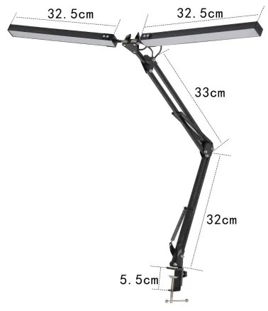 LED Stolní lampa s klipem 2xLED/10W/230V 2800-6800K