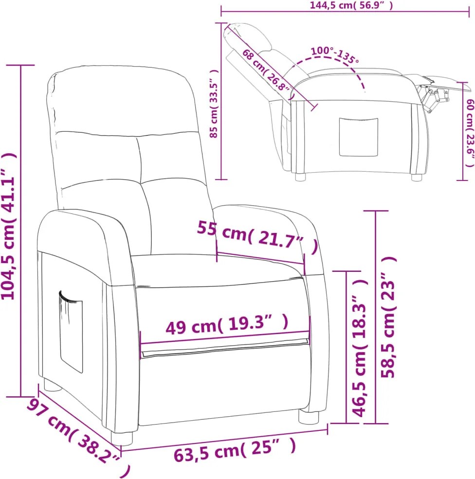 vidaXL Marketos Polohovací křeslo taupe textil