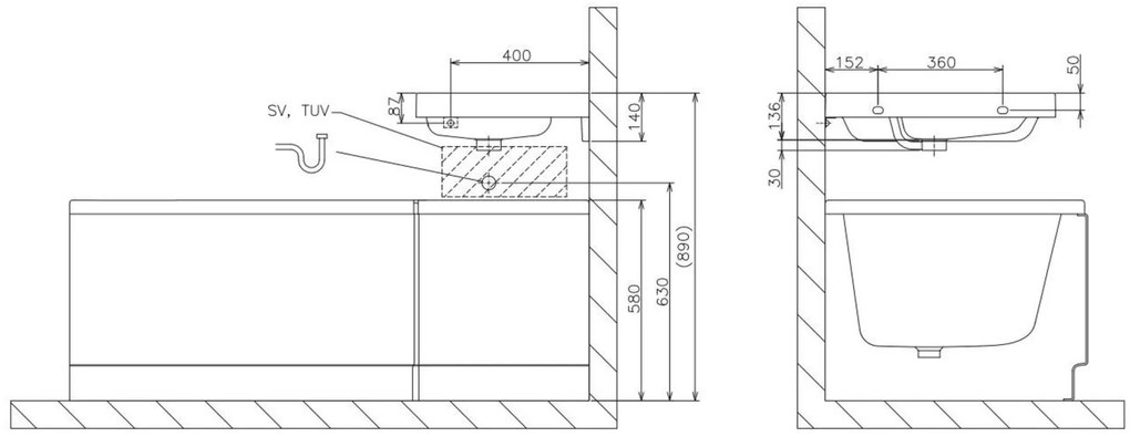 Ravak BeHappy II - Rohové umyvadlo 55x67 cm, s 1 otvorem pro baterii, levé, bílá XJAL1100001