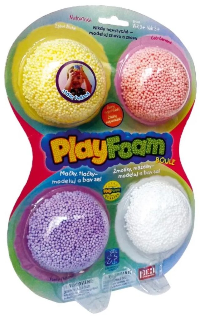 PEXI PlayFoam® 4pack-G Modelína/Plastelína kuličková 4 barvy na kartě 18x27x4cm