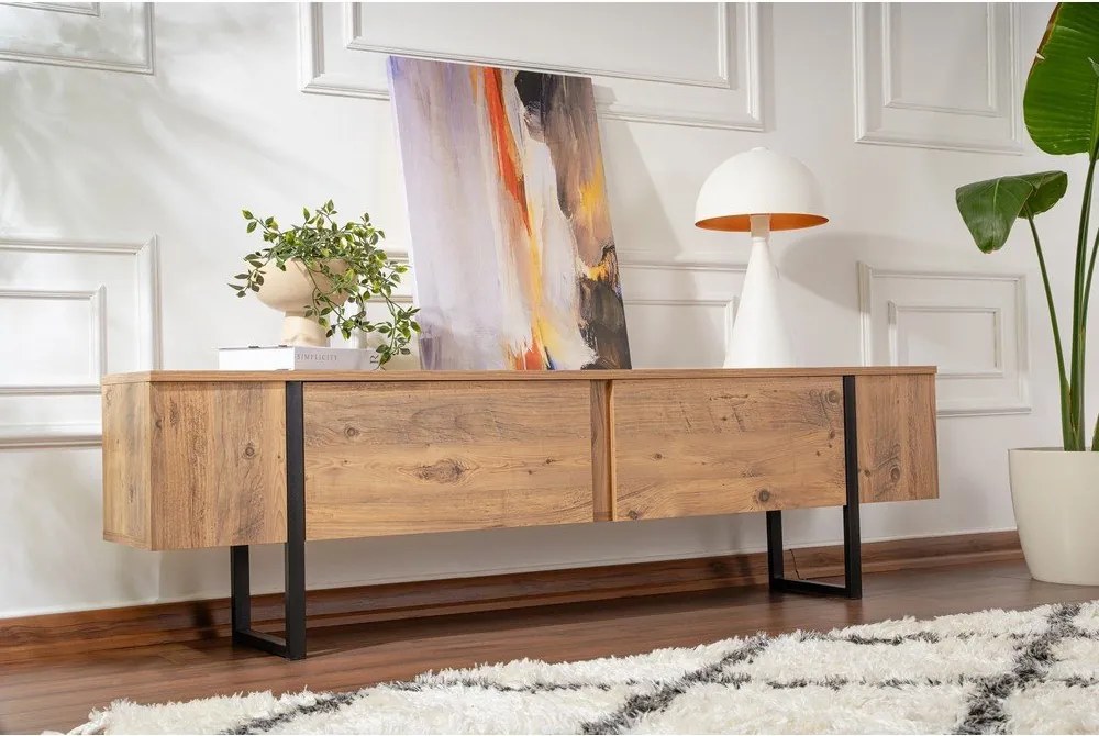 TV stolek v dekoru borovice v přírodní barvě 180x50x29,5 cm Serenity – Kalune Design