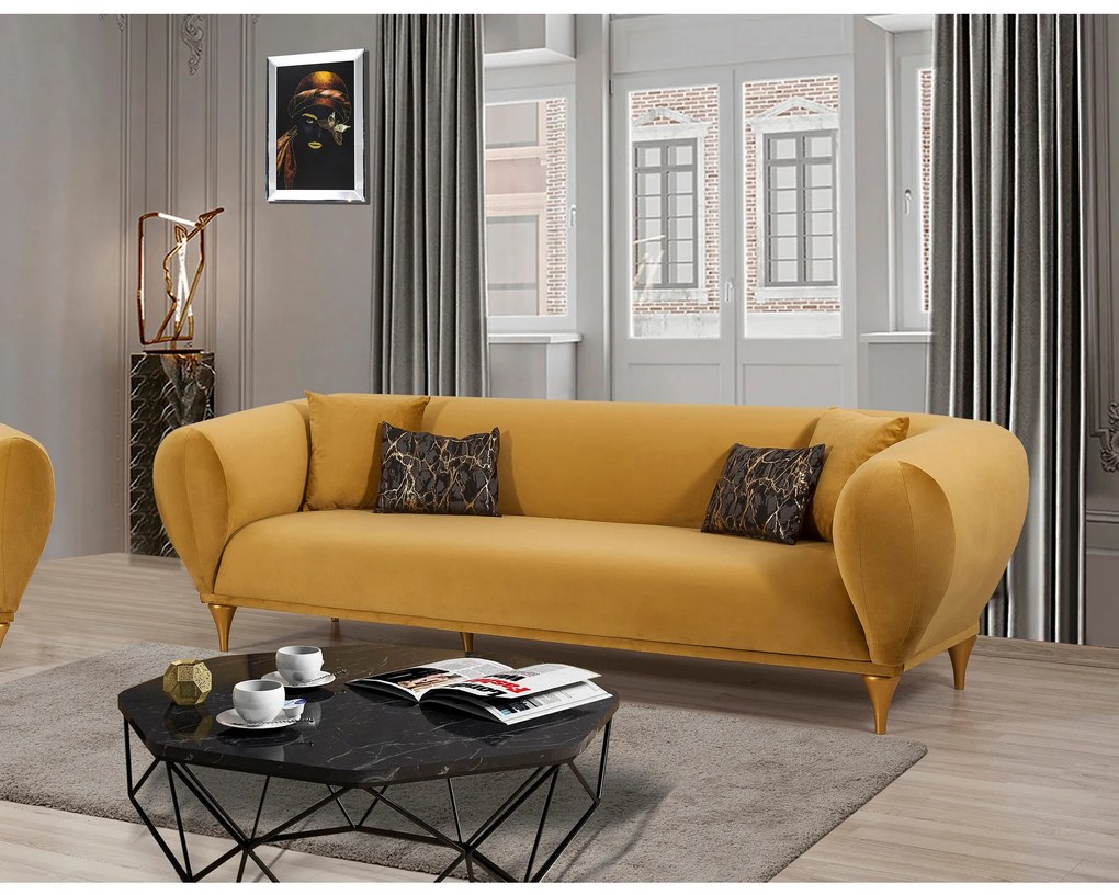 Hanah Home Třímístná pohovka MEBLON žlutá 867UNQ1553