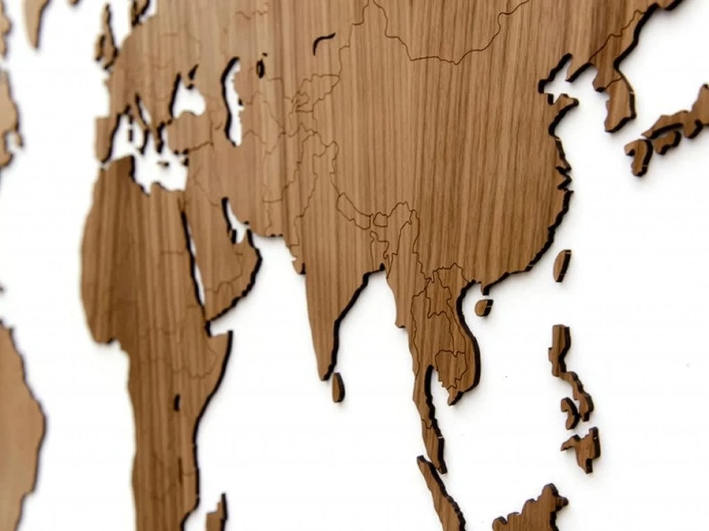 Dřevěná mapa světa Premium Timber Ořech