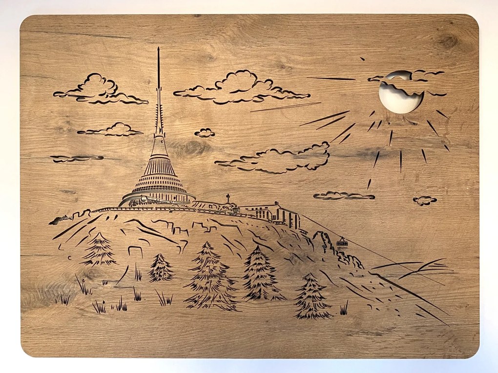 Li-Go "Ještěd" světelný obraz 230V 90x62 cm provedení povrchu: dub světlý