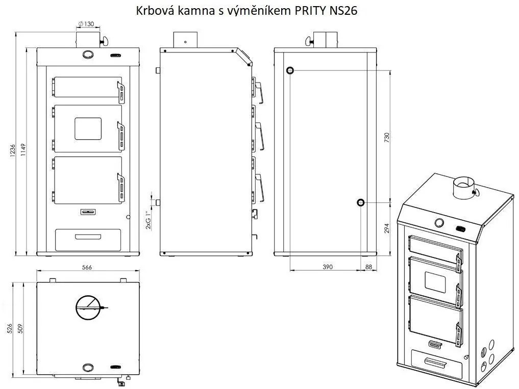 Krbova kamna s výměníkem PRITY NS26