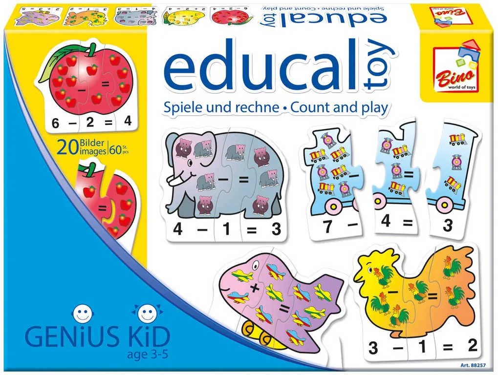 BINO Puzzle Hraj si a počítej skládačka edukativní velké dílky 6v1 ol88257