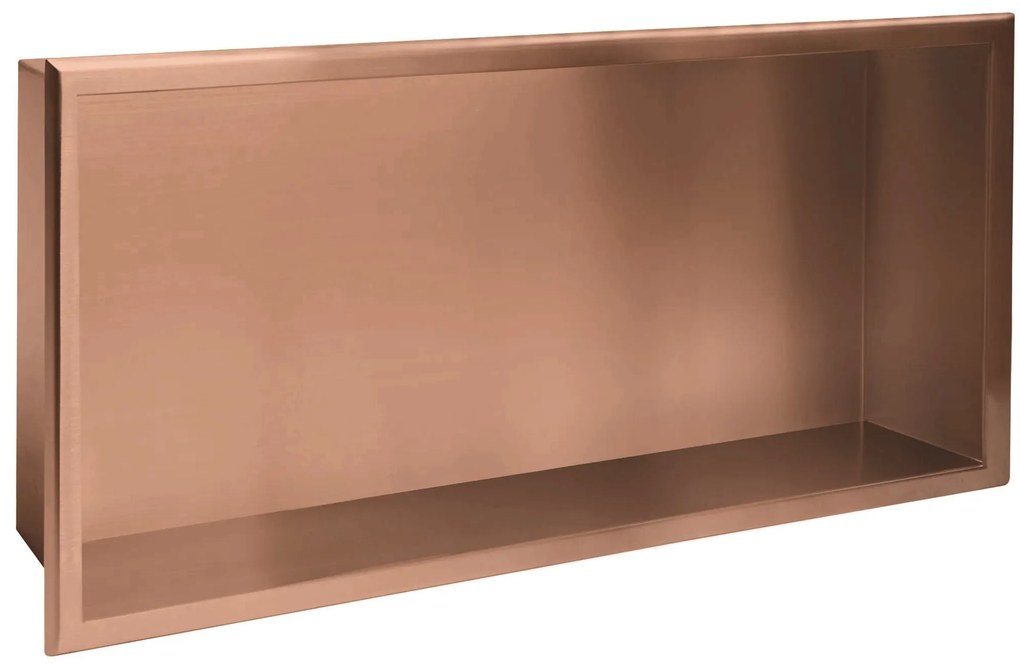 Rea Rea, koupelnová police na zapuštění 60x30x10 cm, broušená měď, REA-05609