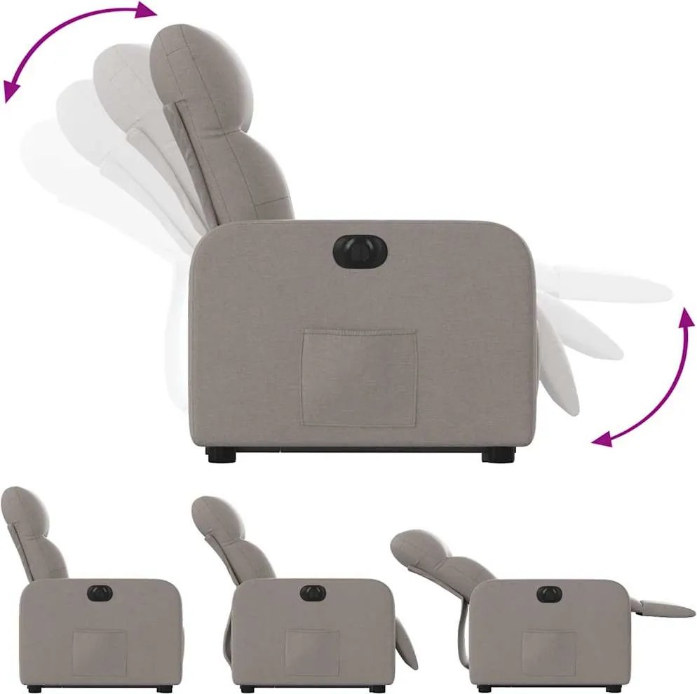 Elektrické zvedací polohovací křeslo taupe textil 3206820