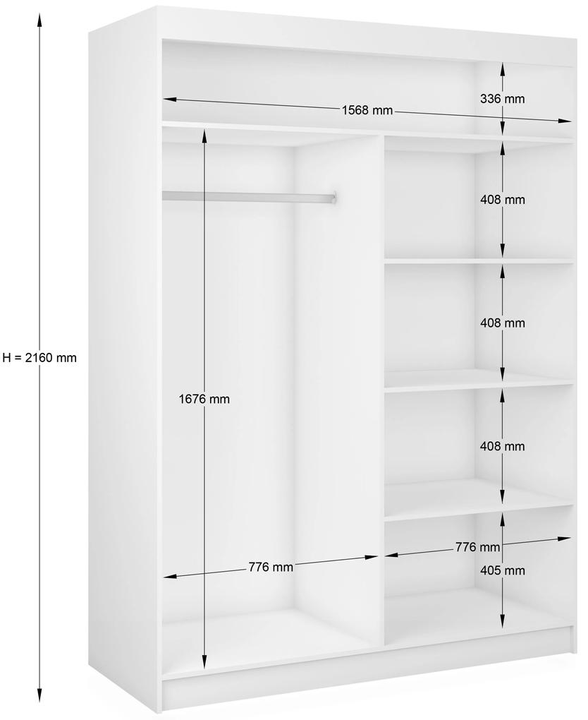 Zrcadlová skříň s lamelami Korina 160 cm Barva: Artisan / Artisan / Černá