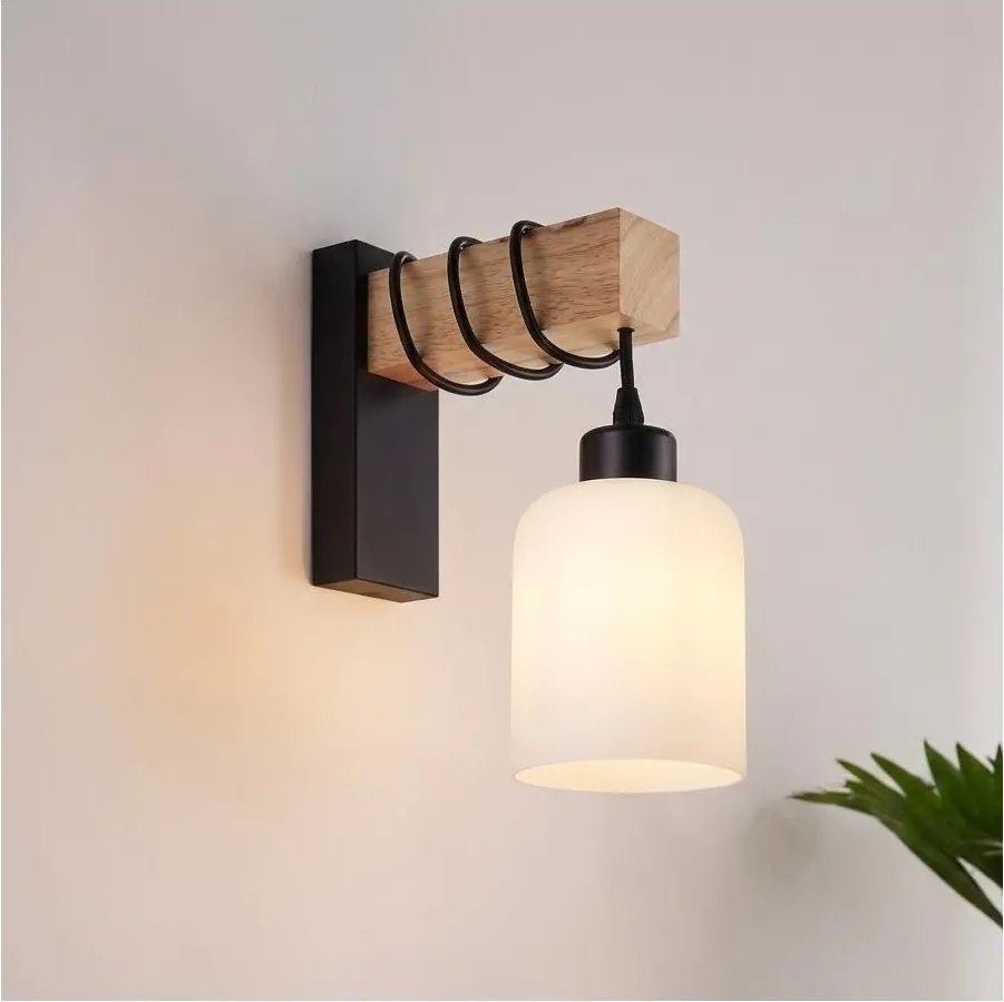 BRILAGI - Nástěnné svítidlo WOOD GLASS 1xE27/60W/230V borovice/černá/bílá