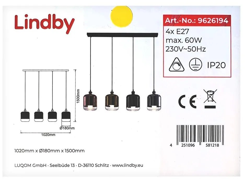 Lindby Lindby - Lustr na lanku TALLINN 4xE27/60W/230V LW1214
