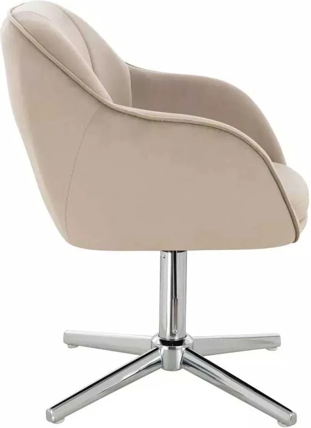 LuxuryForm DESIGN Otočná židle AVOLA VELUR na stříbrném kříži - latte