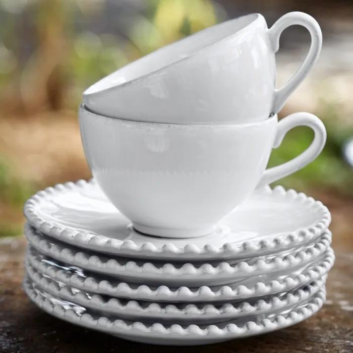 Šálek s podšálkem na čaj Pearl bílý 250ml