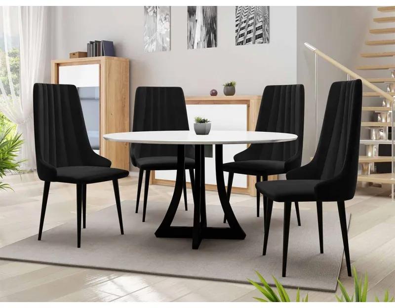 Kulatý stůl Dagerto FI 100 se 4 židlemi ST93 03, Barva: černá, Potah: Magic Velvet 2250