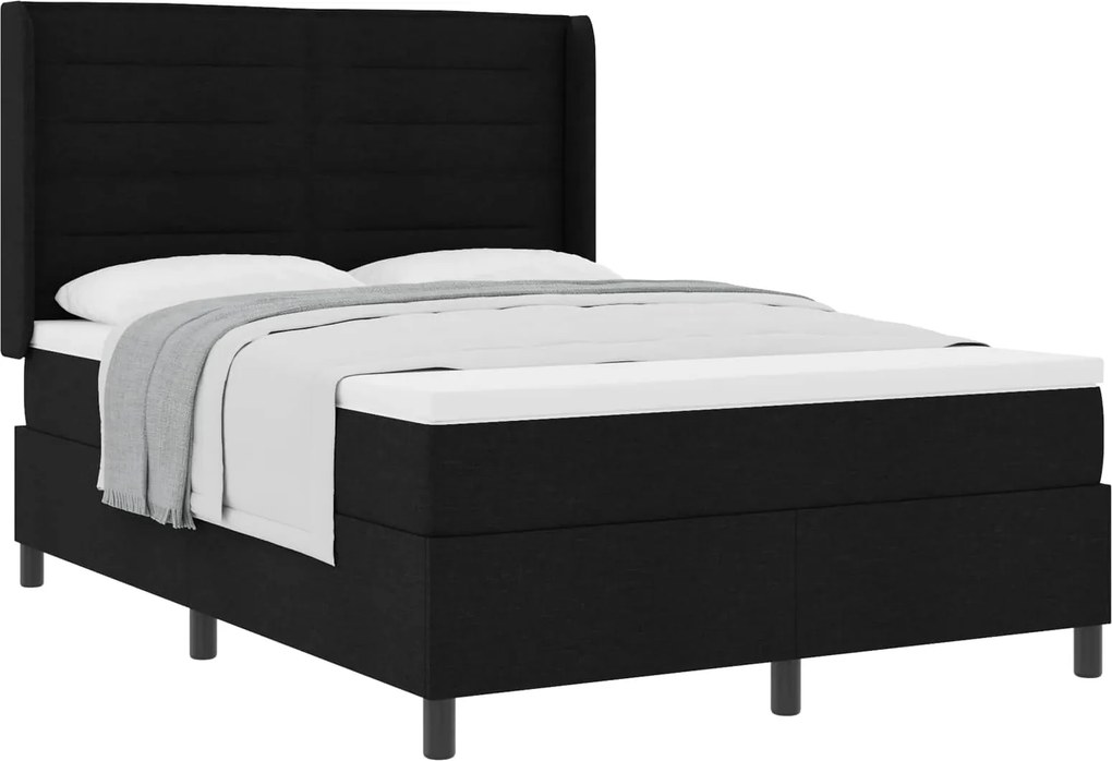 Postel s boxspringem s polštářem Černý 200 x 140 cm textil 3341583