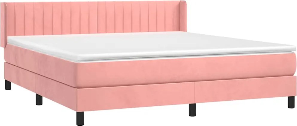Box spring postel s matrací růžová 160x200 cm samet 3131092