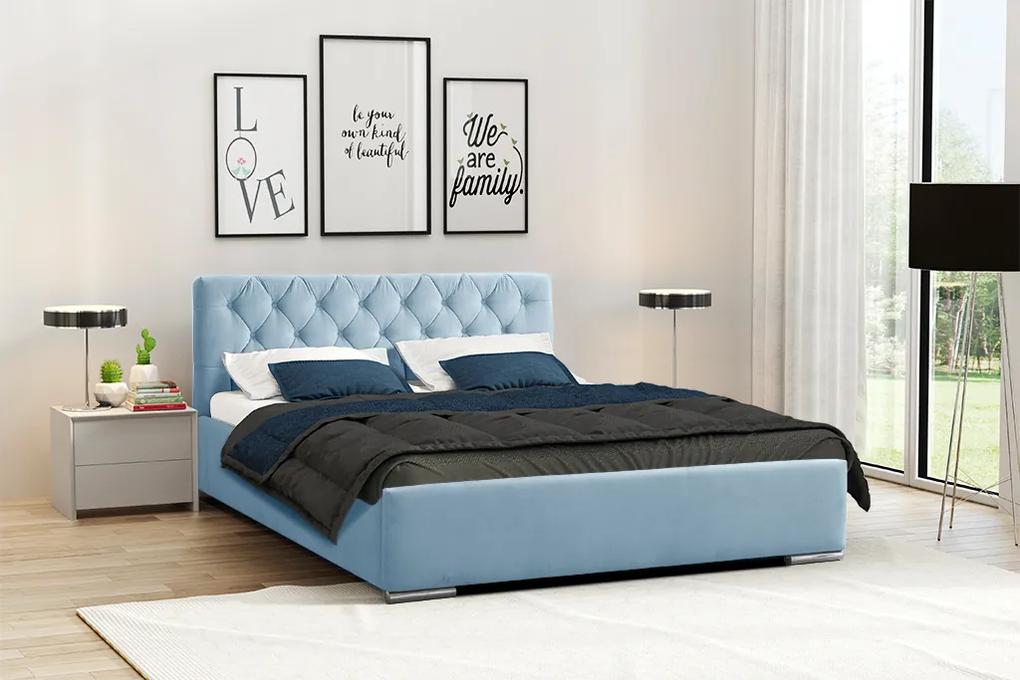 Eka Čalouněná postel ELEGANT 90x200 cm Barva látky Trinity: (2313) Modrá, Úložný prostor: Bez úložného prostoru