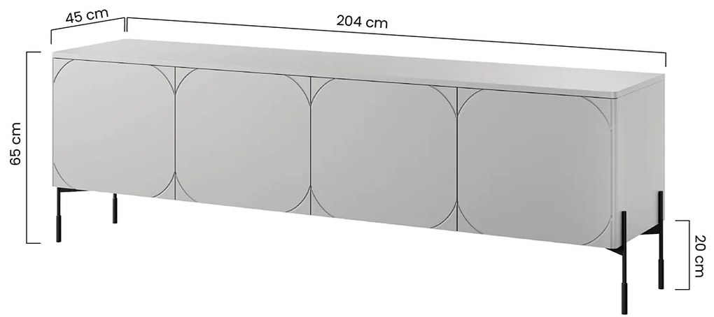 TV stolek Sonatia 200 cm s ukrytou zásuvkou - kašmírová