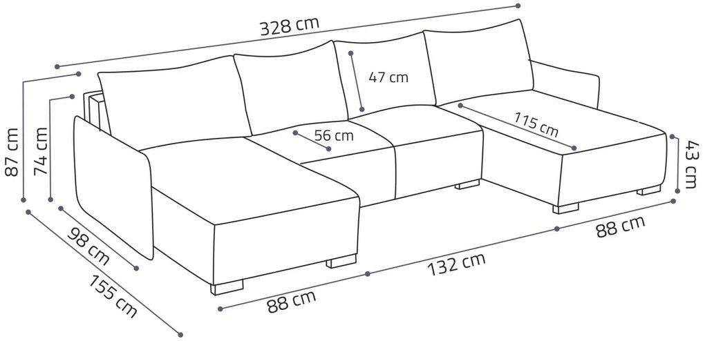FN Sedací souprava Forest U světle šedá