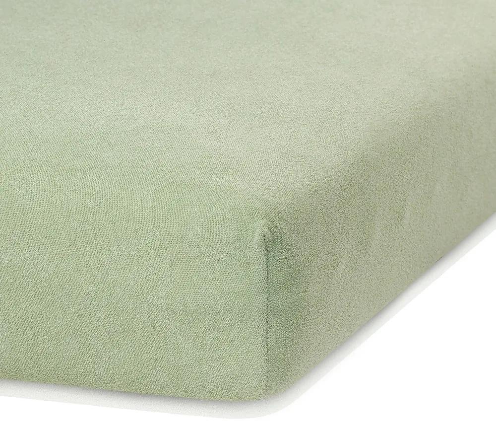 Olivově zelené elastické prostěradlo s vysokým podílem bavlny AmeliaHome  Ruby, 140/160 x 200 cm | BIANO