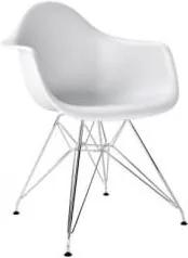 Designová židle DAR, bílá (Chrom)